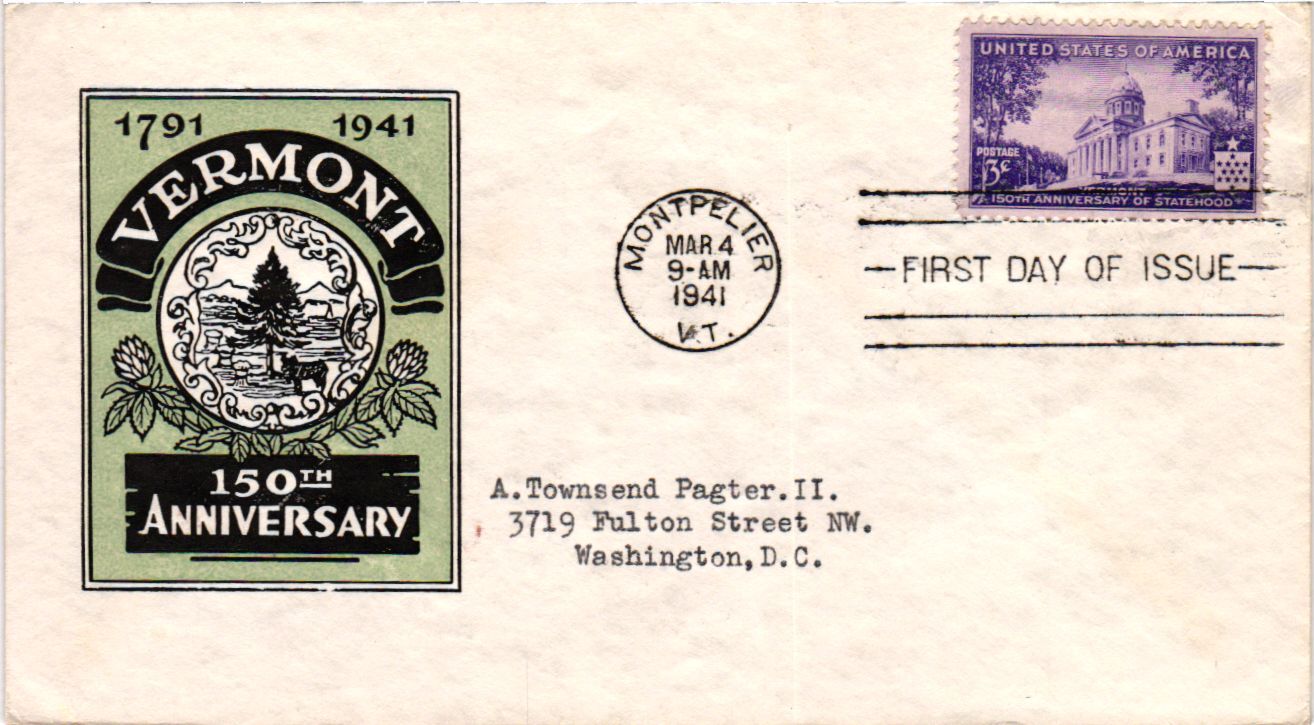 #903 Vermont Statehood – Ioor Cachet DH | United States, General Issue ...