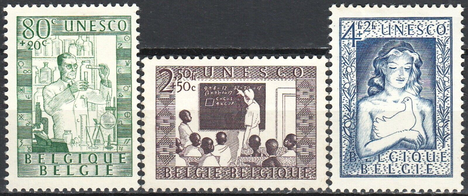 BELGIUM 1951 Reconstruction fund of UNESCO (3v Cpt) Fresh MNH CV$25 ...