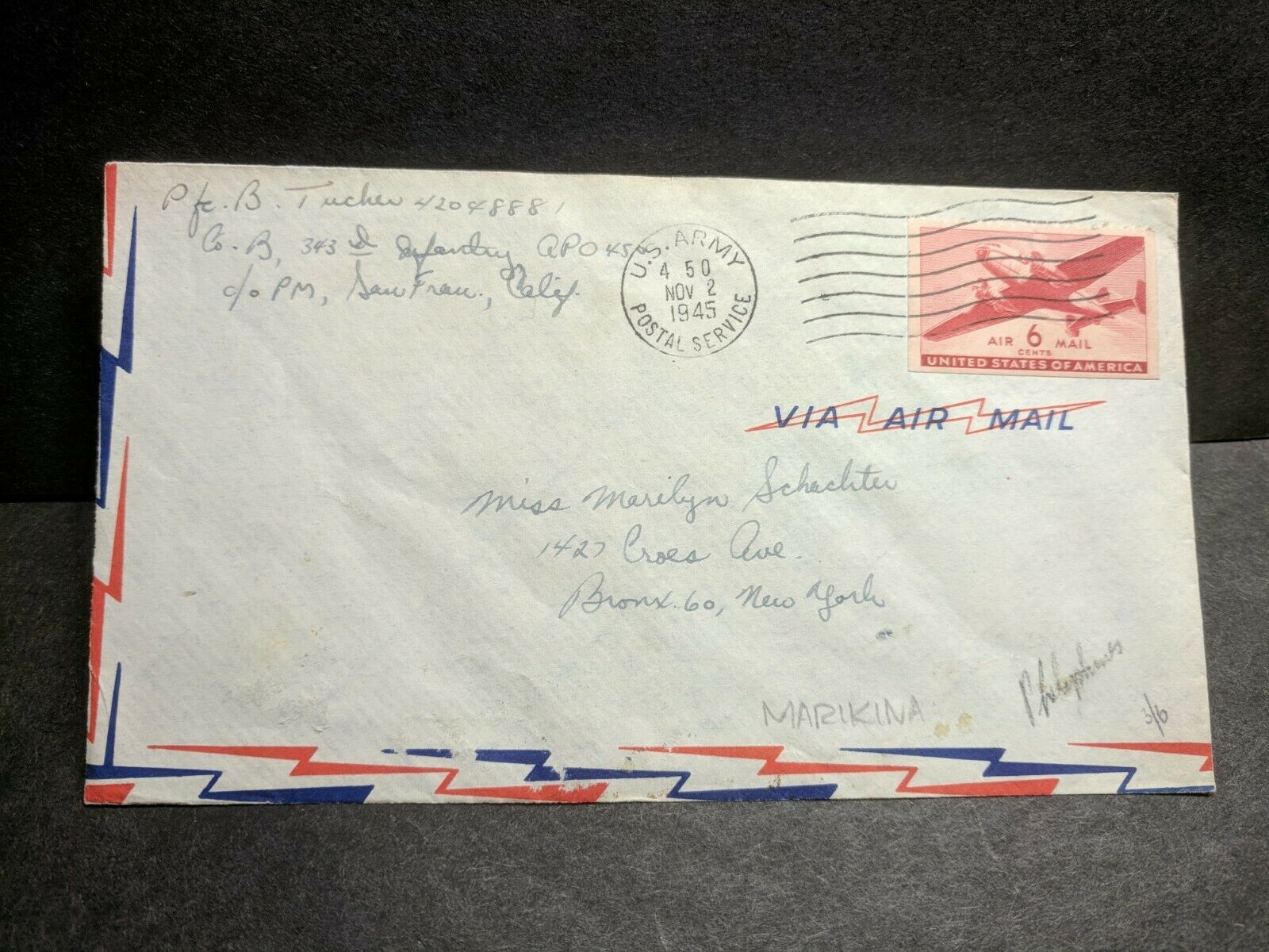 APO 450 BATANGAS, LUZON, PHILIPPINES 1945 WWII Army Cover 343rd ...