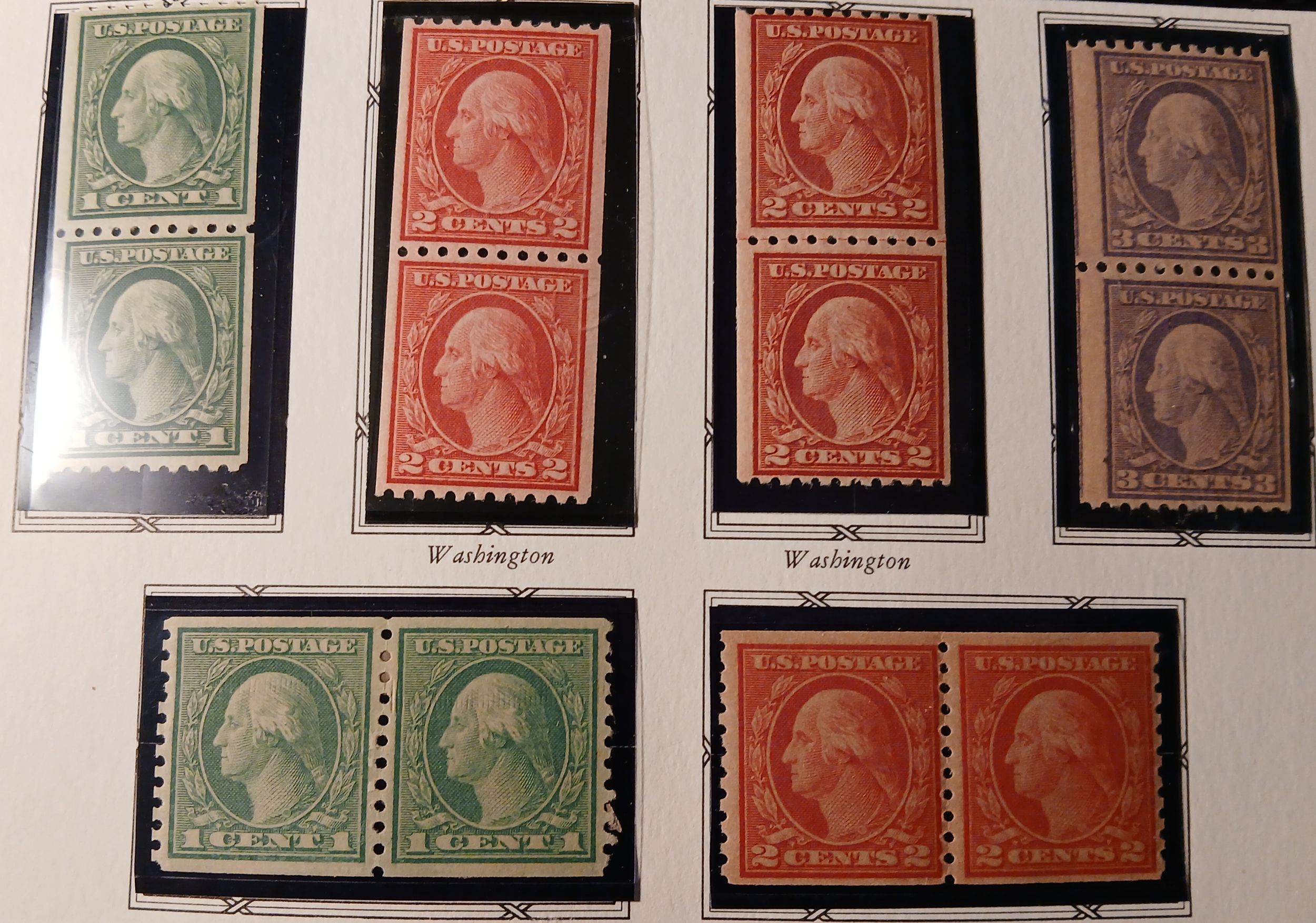 Beautiful George Washington Horizontal and Vertical Coils of the early ...