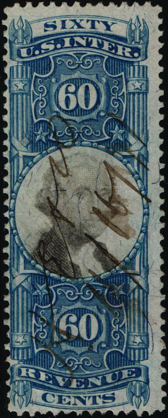 Scott #R116 Blue and Black 2nd Issue Revenue US - 60 cents - 1871 with ...