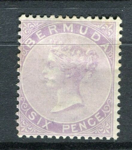 BERMUDA; 1870s classic QV Crown CC issue Mint hinged 6d. value ...