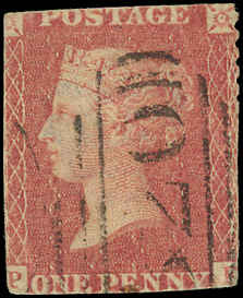 Great Britain Scott 20 USED-1857 1p Queen Victoria-Scissor separated ...