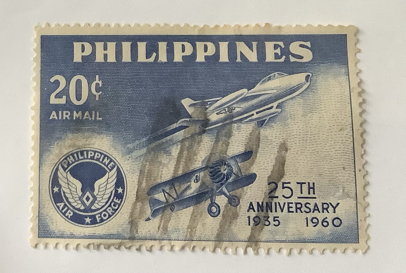 Philippines 1960 Scott C84 used - 20c, Air Force plane & Saber Jet ...