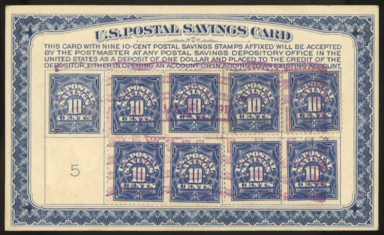 U.S. #Ps1A Used on Savings Card | United States, Back of Book (Other ...