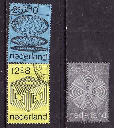 Netherlands-Sc#B457,460-1- id7-used semi-postal-Computer designs-1970 ...