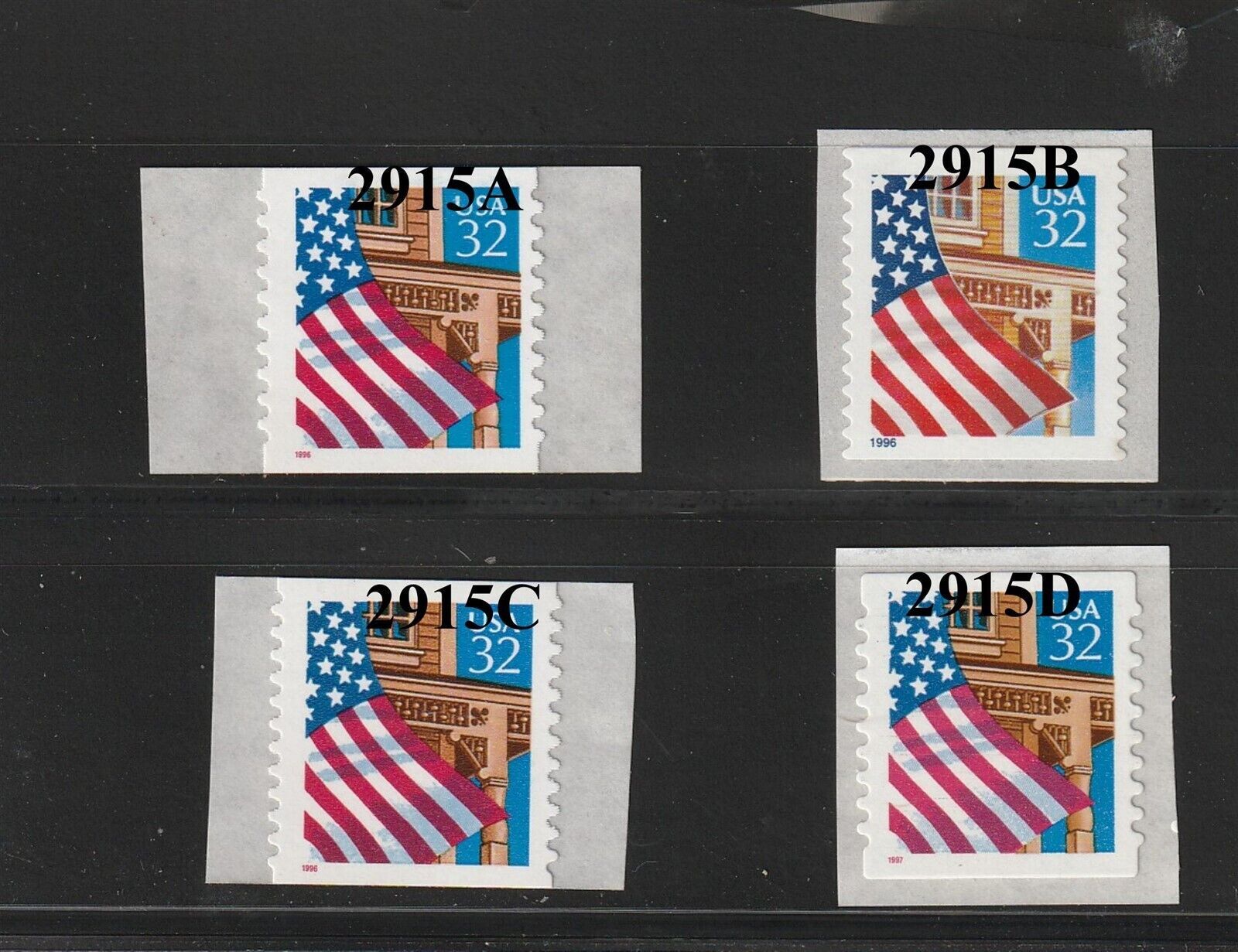 Single 32c Flag US #2915A, 2915B, 2915C , 2915D Lot (4) MNH | United ...