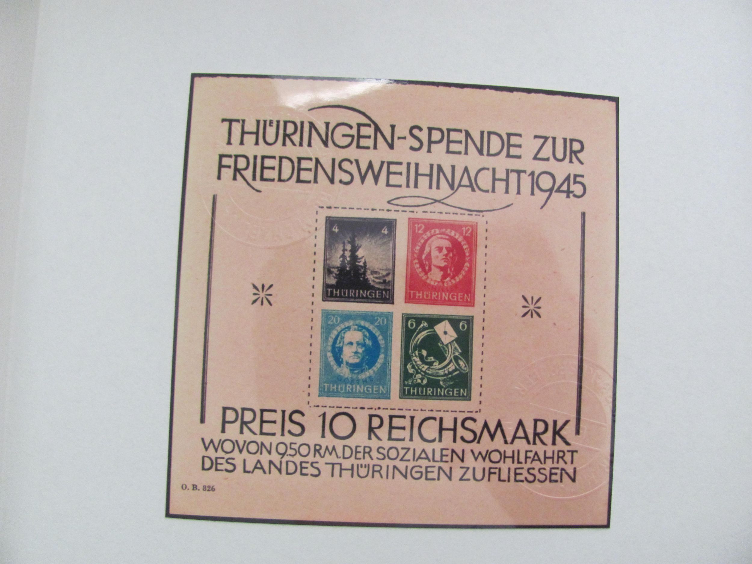 Germany SBZ MNH 1945 Thuringen CERTIFICATE JASCH BL 2t (I) BLOCK XF ...