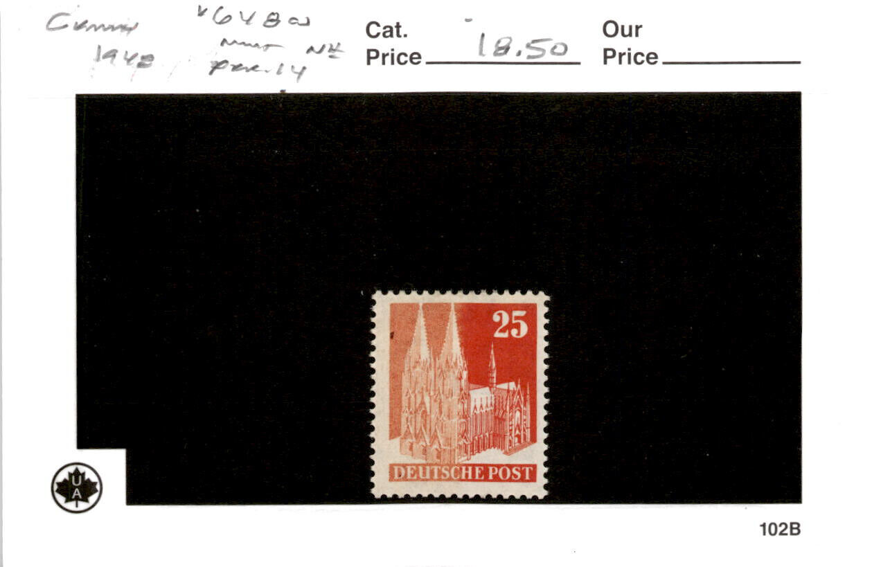 Germany, Postage Stamp, #648a Perf 14 Mint NH, 1948 Cologne Cathedral ...