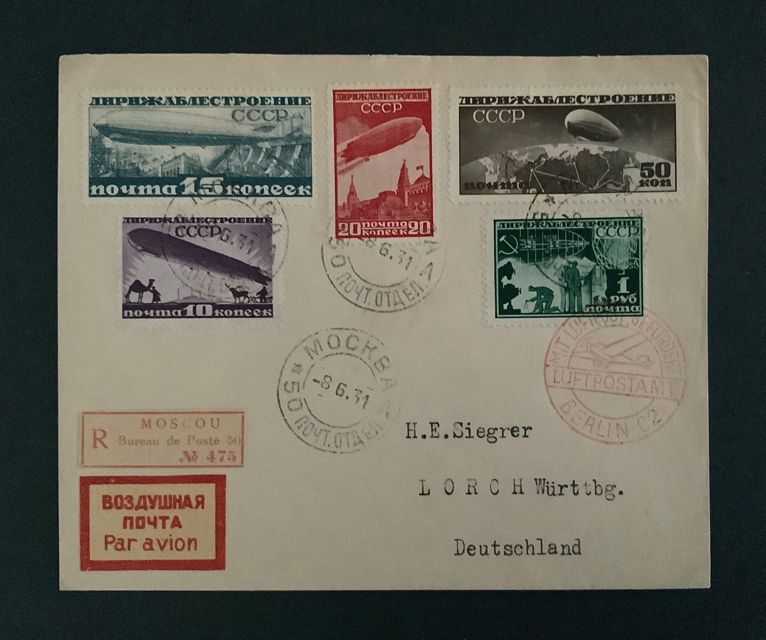 Russia 1931 Zeppelin Flight Cover Moscow to Berlin. Very Clean and ...
