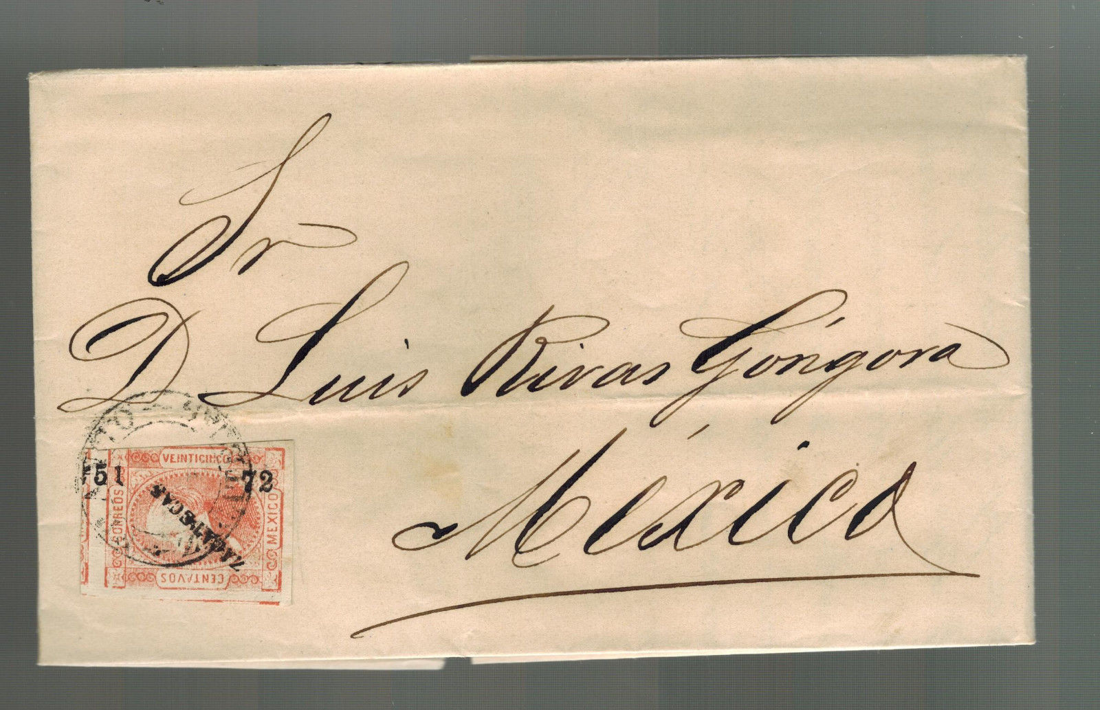 1872 Zacatecas Mexico Letter Cover to MExico City | Central & South ...