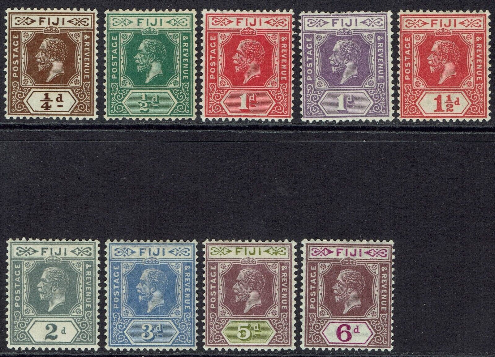Fiji 1922 KGV Range to 6d WMK Multi Script CA | Australia & Oceania ...