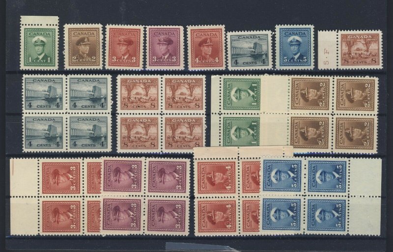40x Canada WW2 Stamps #249 to #267 singles & Blocks of 4 MNH Guide ...