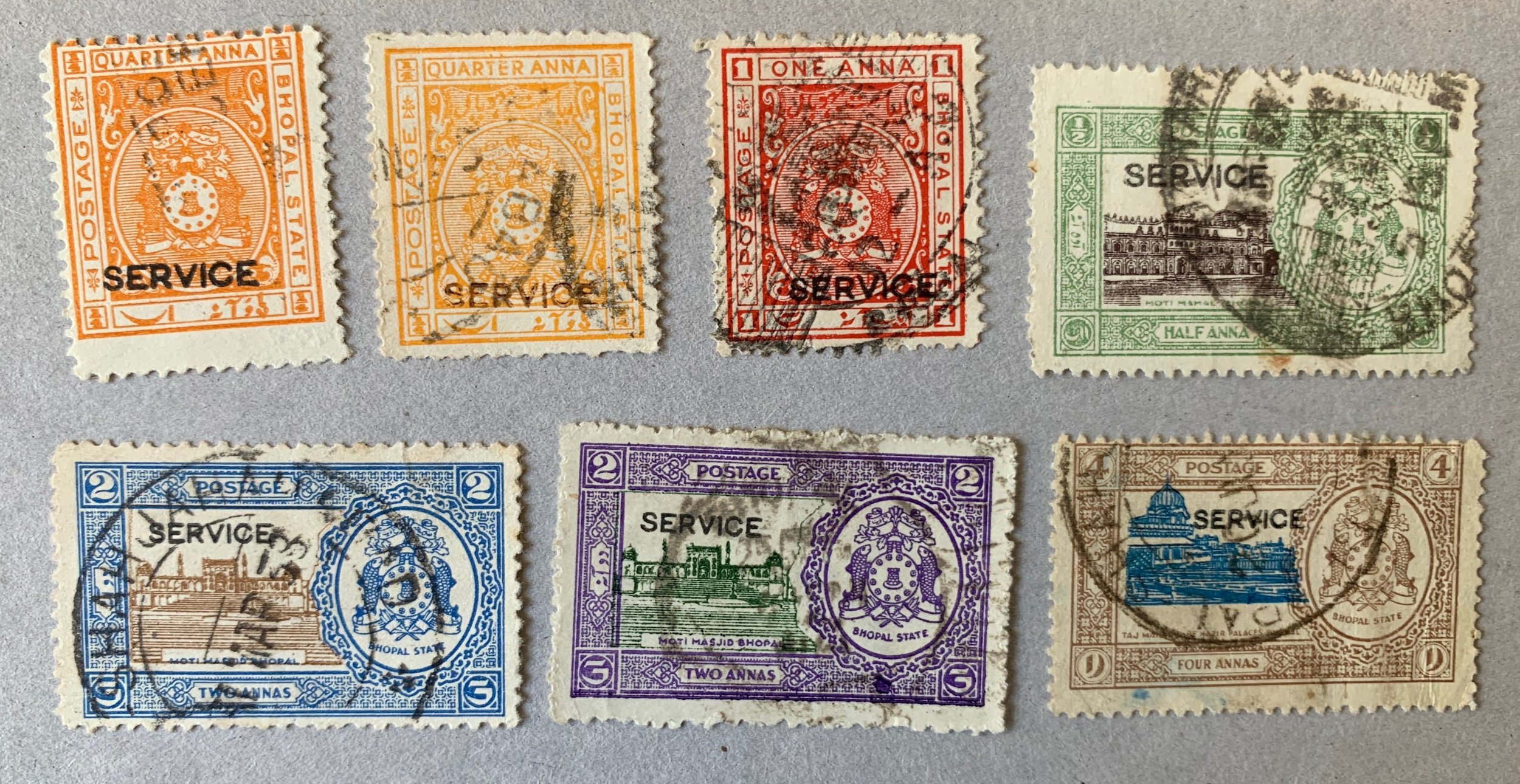 Bhopal 1936-38 - 7 different, used. Scott O32//O39 CV $7.45 | Asia ...