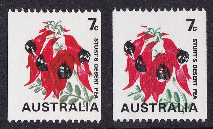 AUSTRALIA 1971 Floral coil 7c with buff omitted. MNH **. ACSC 535ce cat ...