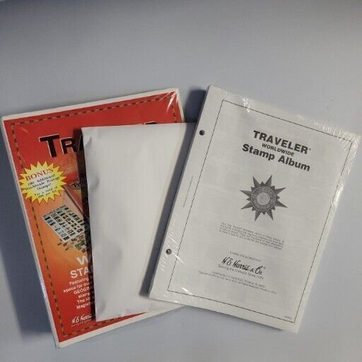 HE Harris Traveler Worldwide Stamp Collecting Kit Album 3-Ring Binder ...