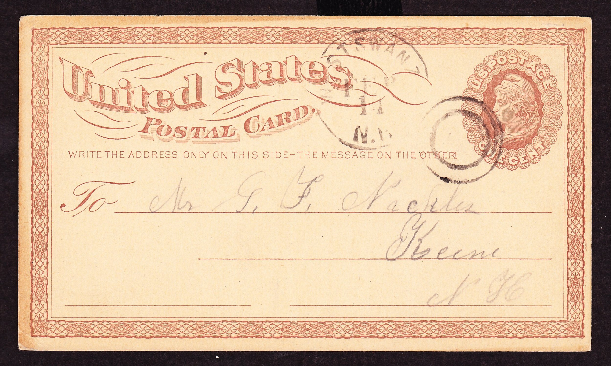 UX3, West Swanzy, NH, Feb. 14, 1874, minor edge wear and toning ...