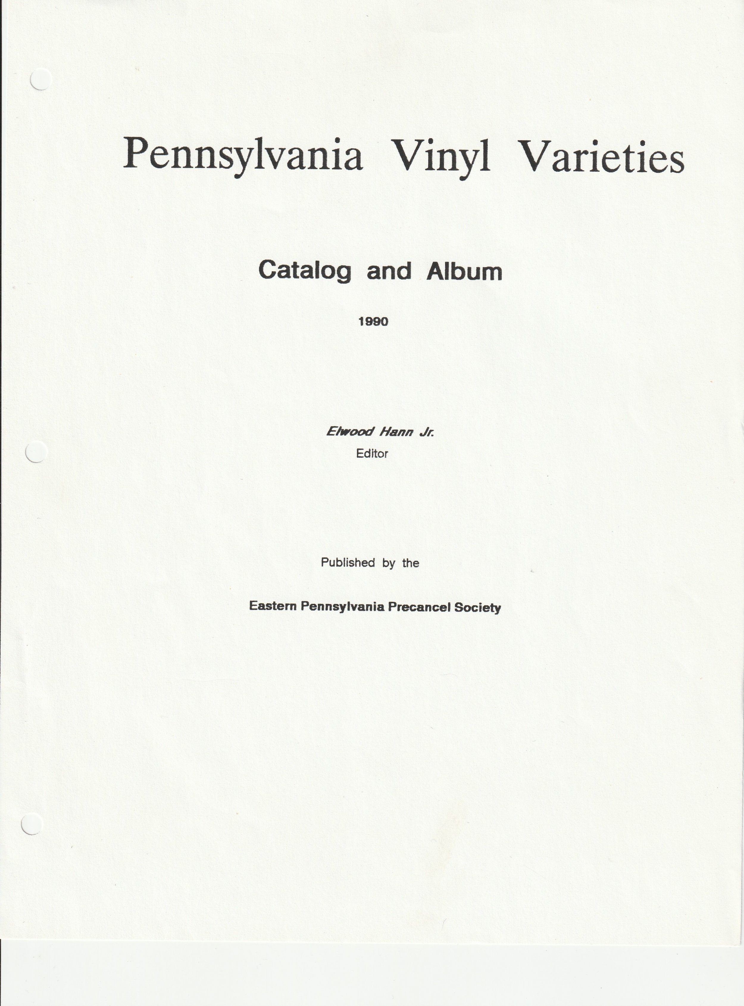 Pennsylvania Vinyl Precancel Varieties Catalog & Album | United States ...