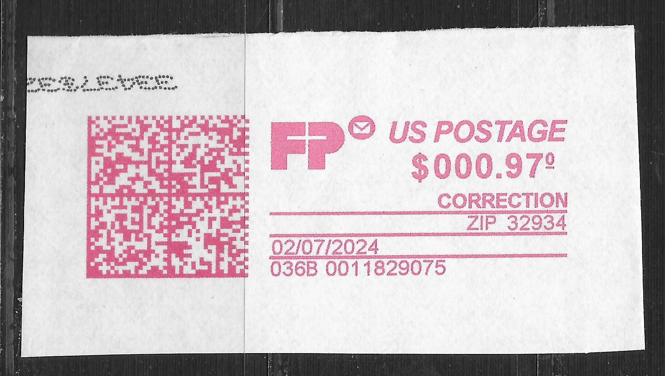 US #not listed 97c Computer Vended Postage from Zip Code 32934 | United ...