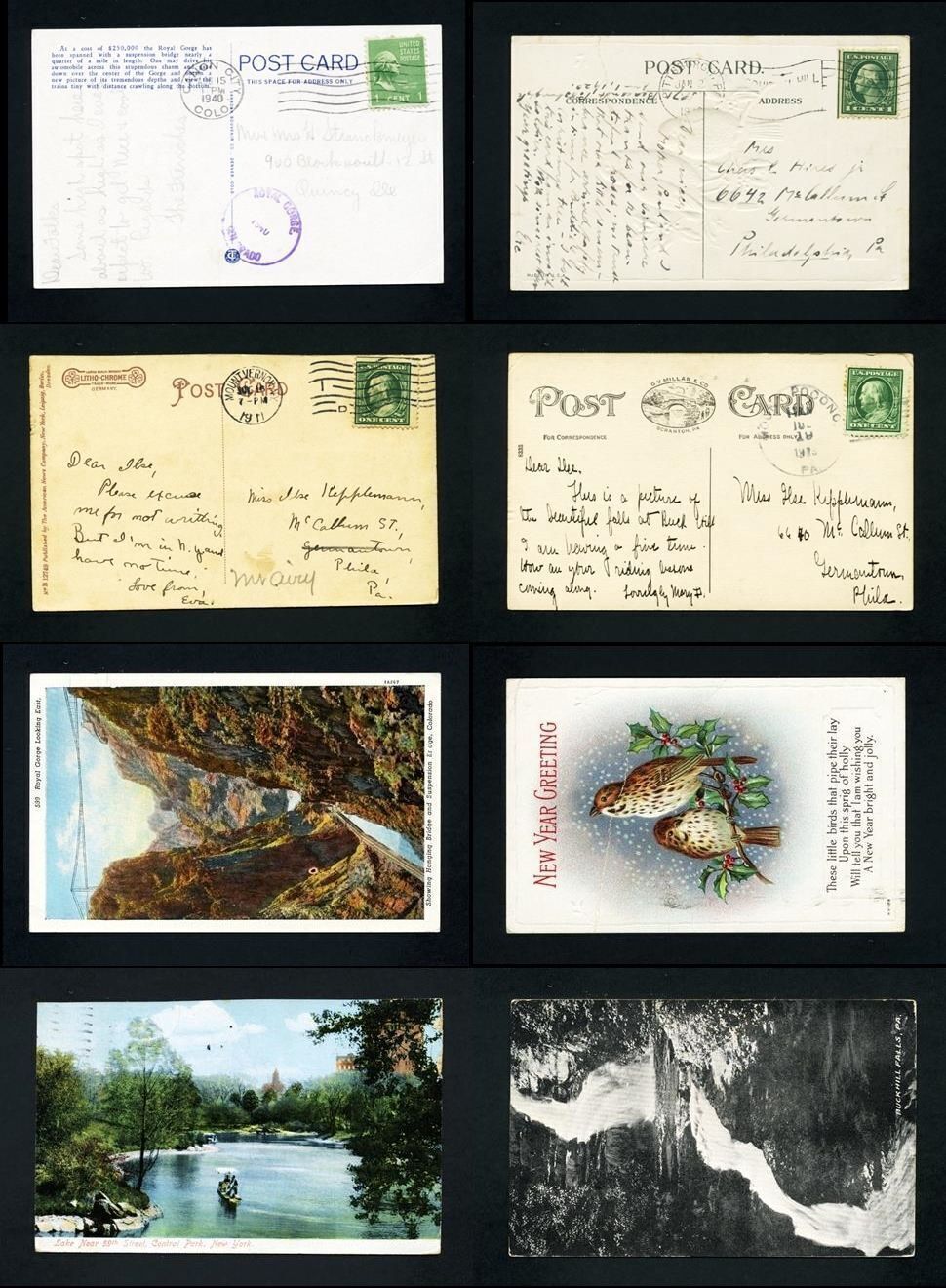 Lot of 4 used Picture Post Cards from various States and locations ...