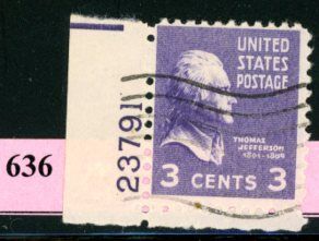 PKStamps - USA - 807 - Used - Plate Number Single #21-636 | United ...