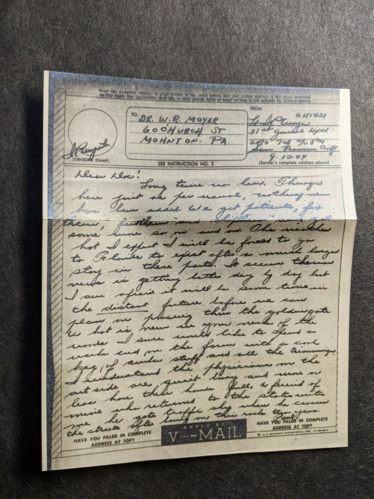 APO 708 Espiritu Santo, New Hebrides 1944 Wwii Cover 31st Hospital V ...