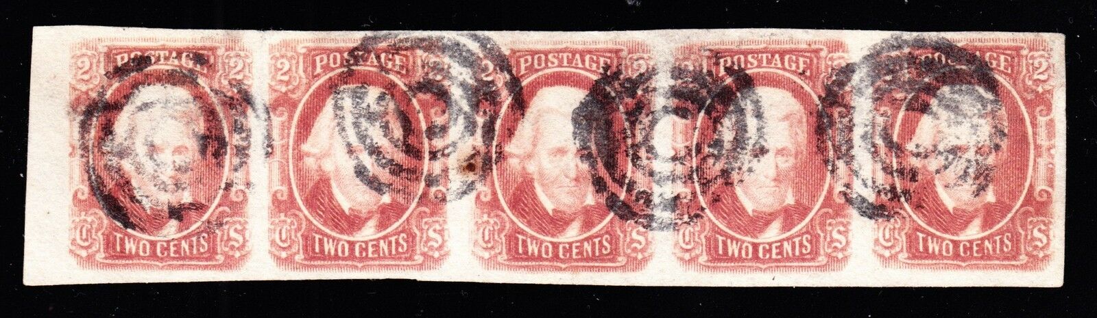 US CSA 8 2c Jackson Used Strip of 5 w/ Full Margins SCV $3000 | United ...