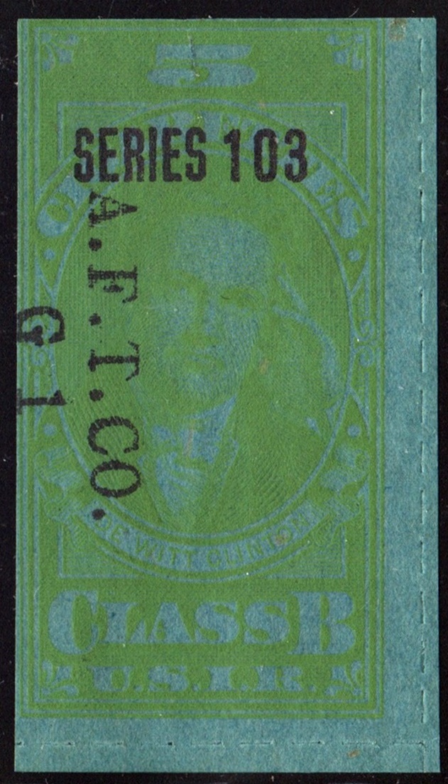 TB76b Series 103 Class B Cigarette Revenue Stamp: 5 Cigarettes (1933 ...