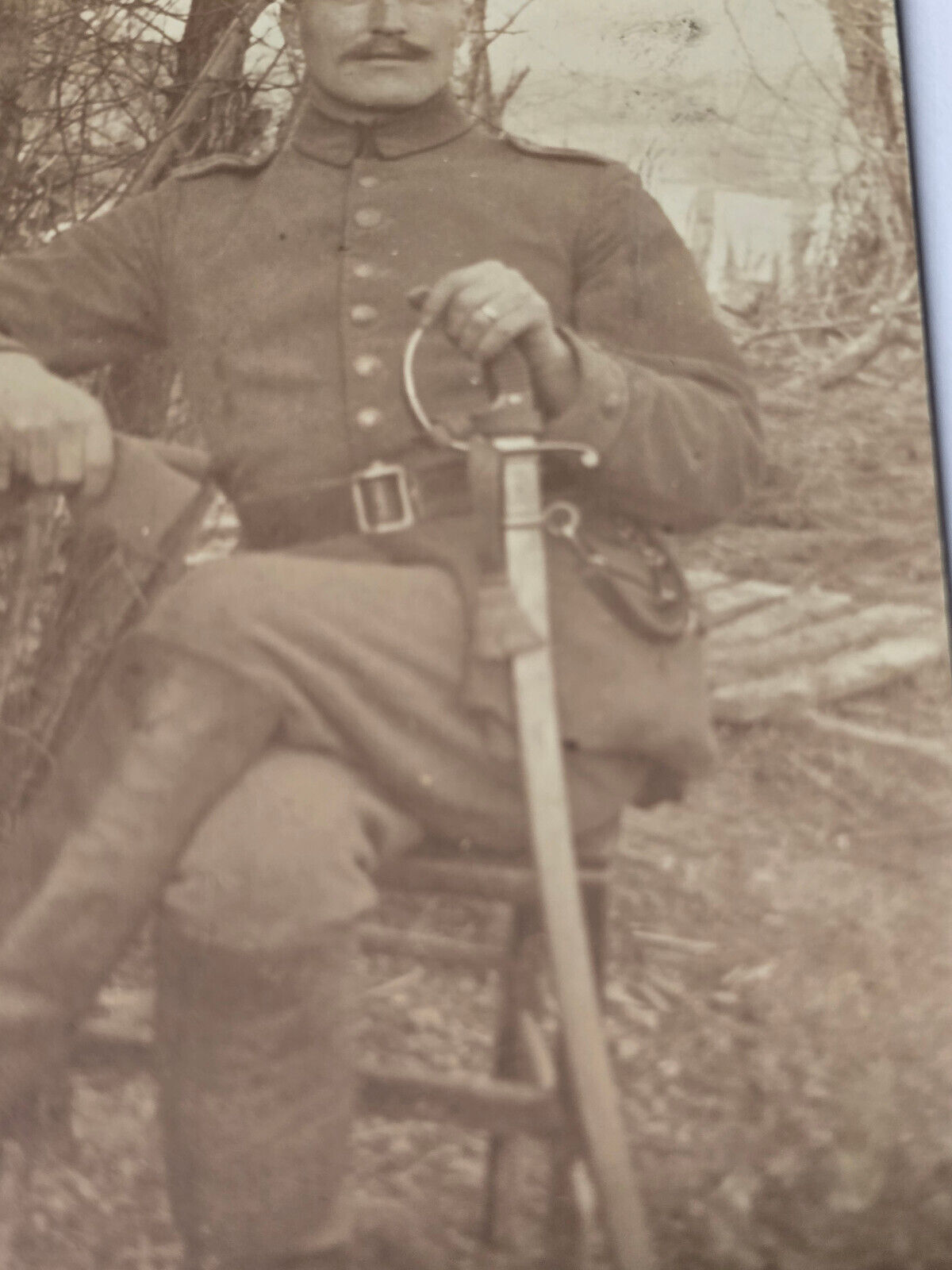 WW1 WWI German Reich Soldiers Military photo postcard w Imperial Sword ...