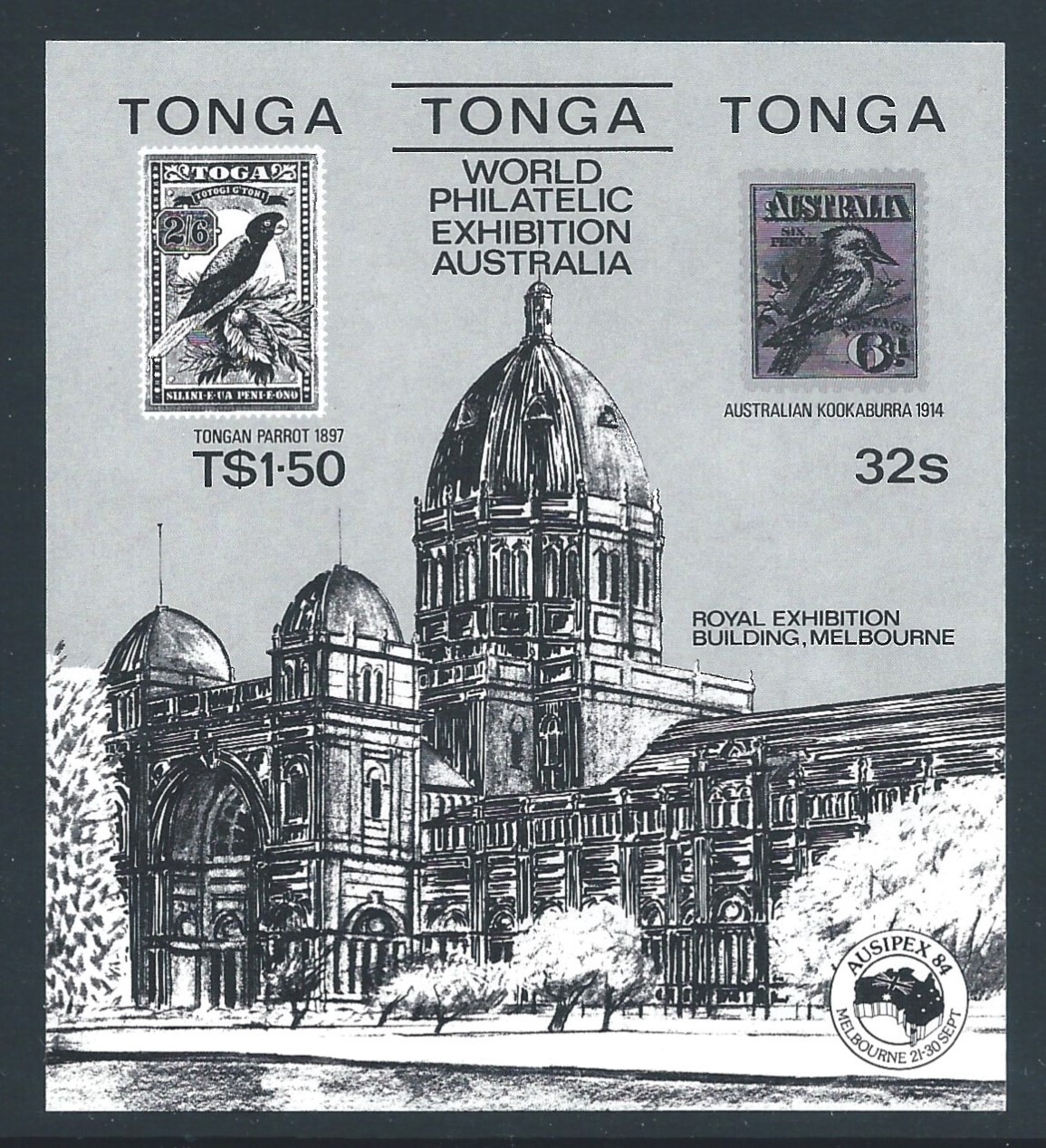 Tonga #589A"b" Ausipex '84 SS - Black Print | Australia & Oceania ...