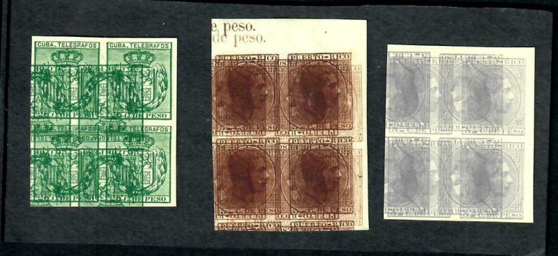 E84 Spain 1874-79 Printing Errors Double Triple Printed Invert Blocks ...