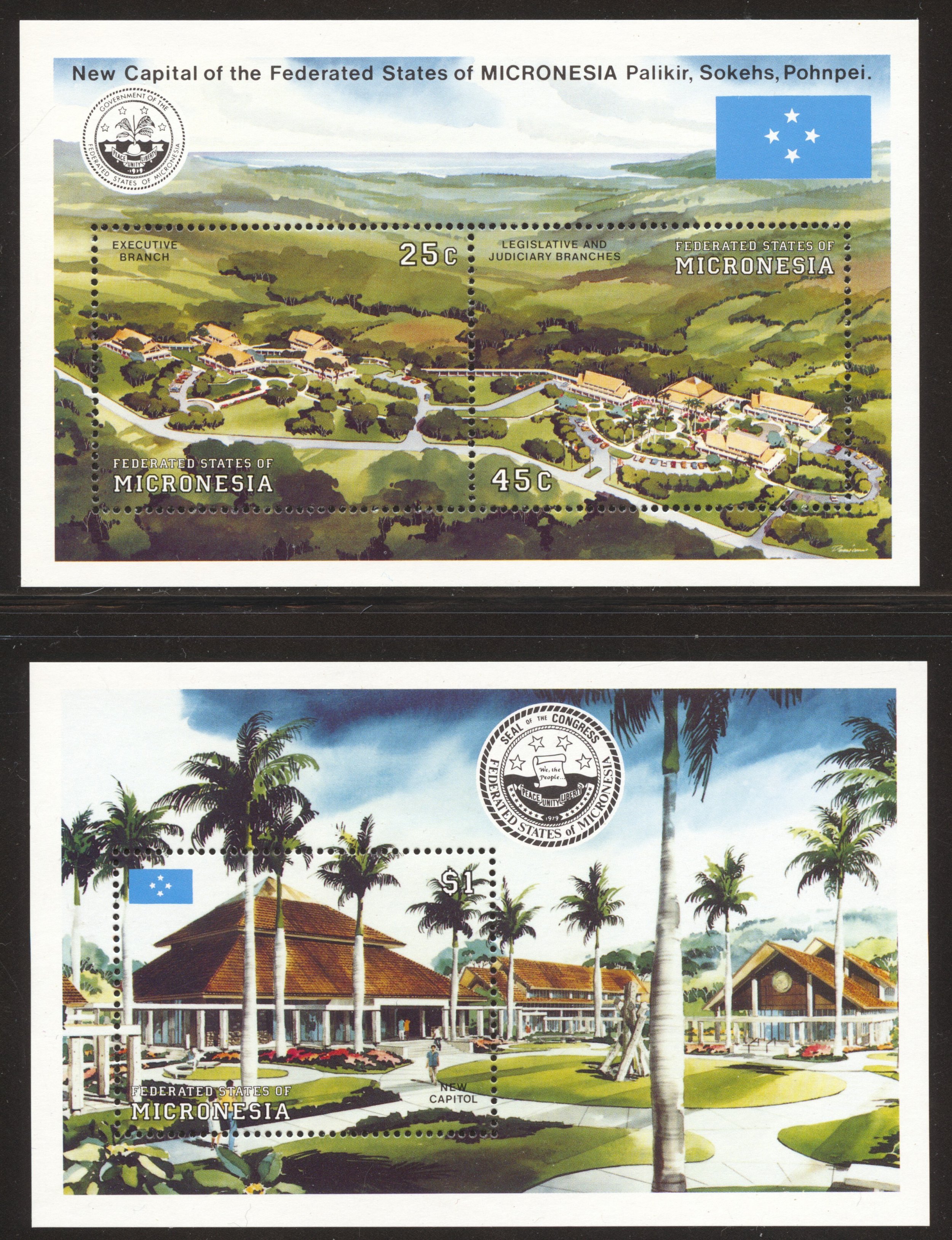 Micronesia Scott 132-133 MNHOG - 1991 New Capital Souvenir Sheets - SCV ...