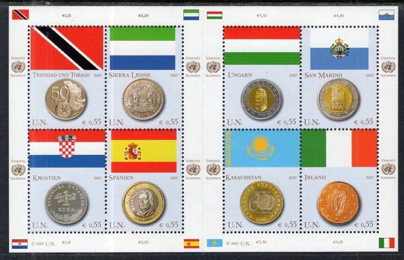 UN Vienna 392 Flags Coins Souvenir Sheet MNH VF | Worldwide - United ...