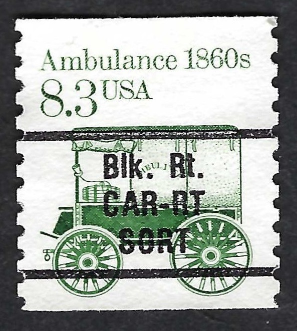 United States #2128a 8.3¢ Ambulance (1985). Coil. Pre-cancelled. Used ...