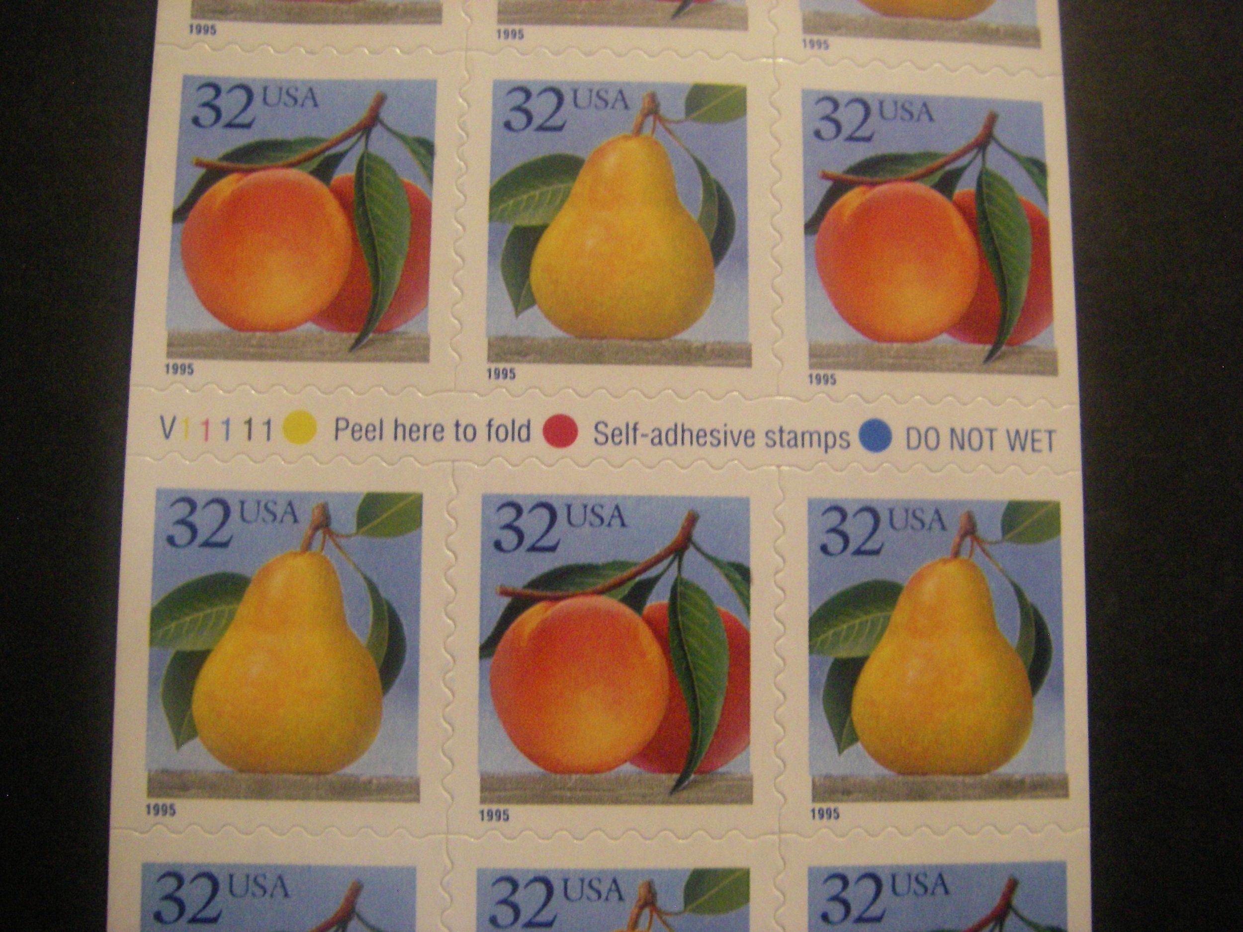 Scott 2494a, 29c Peach & Pear, Pane of 20, #V11111, MNH Booklet Beauty ...