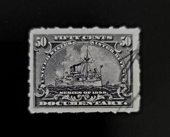 1898 50c U.S. Internal Revenue, Battleship, Documentary, Slate Violet ...