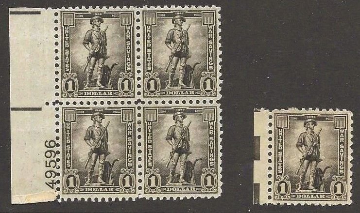United States - War Saving $1 Block (S4) and single EF OGNH | United ...