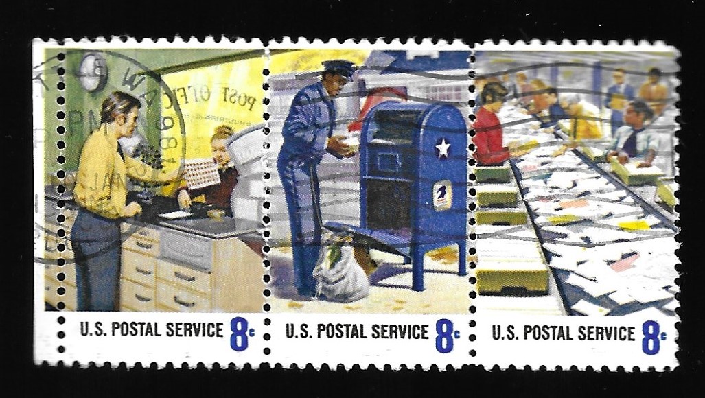 #1489-90-91 US Postal Service 8 cent use3d multiple / HipStamp