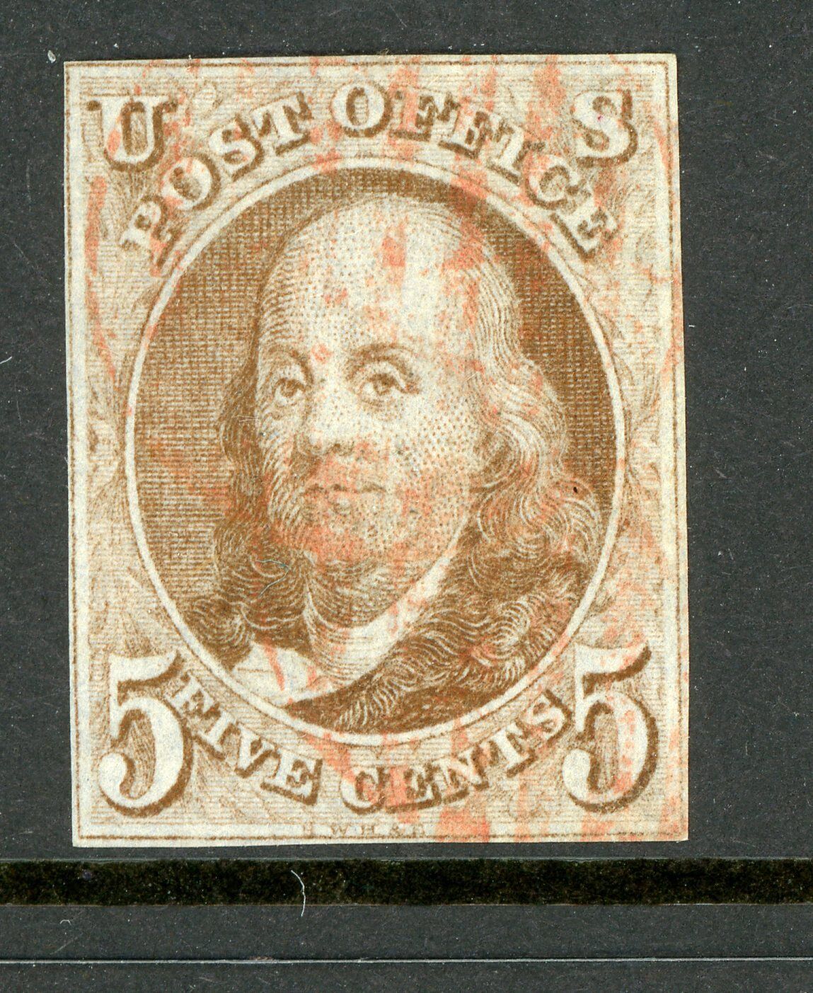 USA 1847 Franklin 5¢ First Issue Scott # 1 VFU 4 Margins M885 | United ...