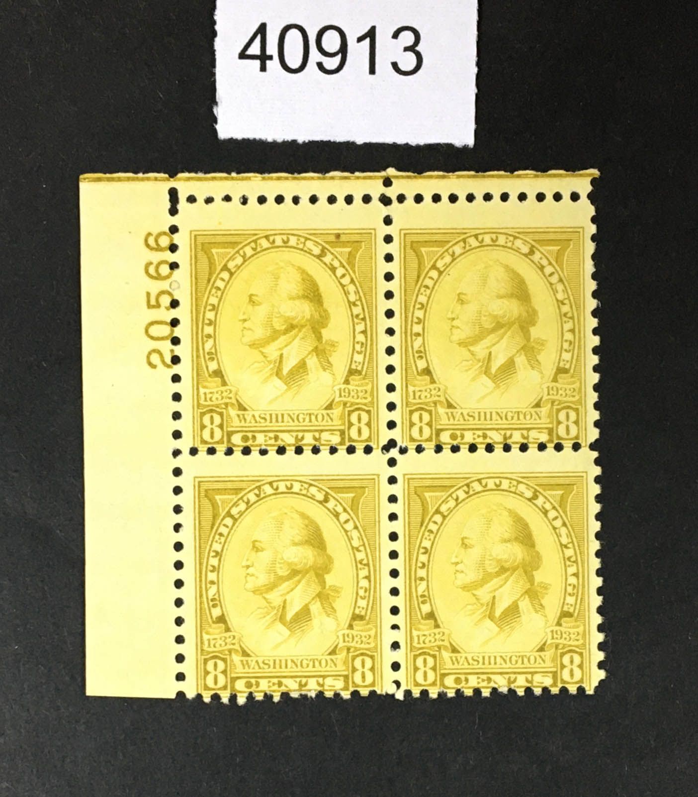 US Stamps # 713 Plate Block of 4 Mint OG NH $60 LOT #40913 | United ...