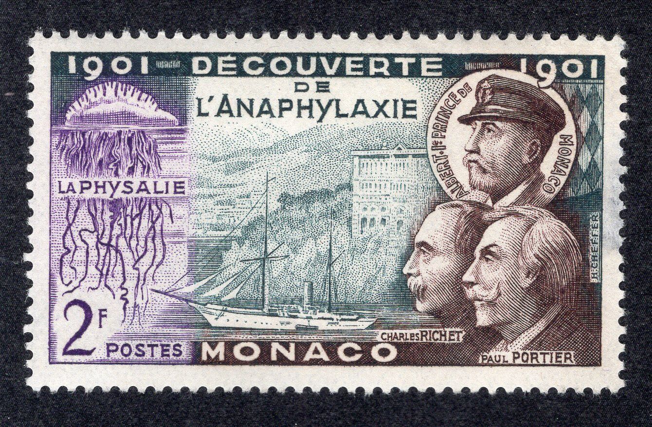 Monaco 1953 2f Anaphylaxis, Scott 303 MH, value = 25c | Europe - Monaco ...