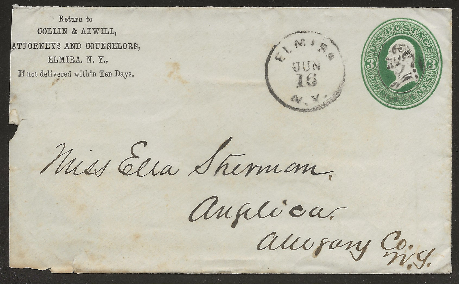 6/16/1872 Elmira NY Love Letter Ella Sherman Angelica Joe Photo by JH ...