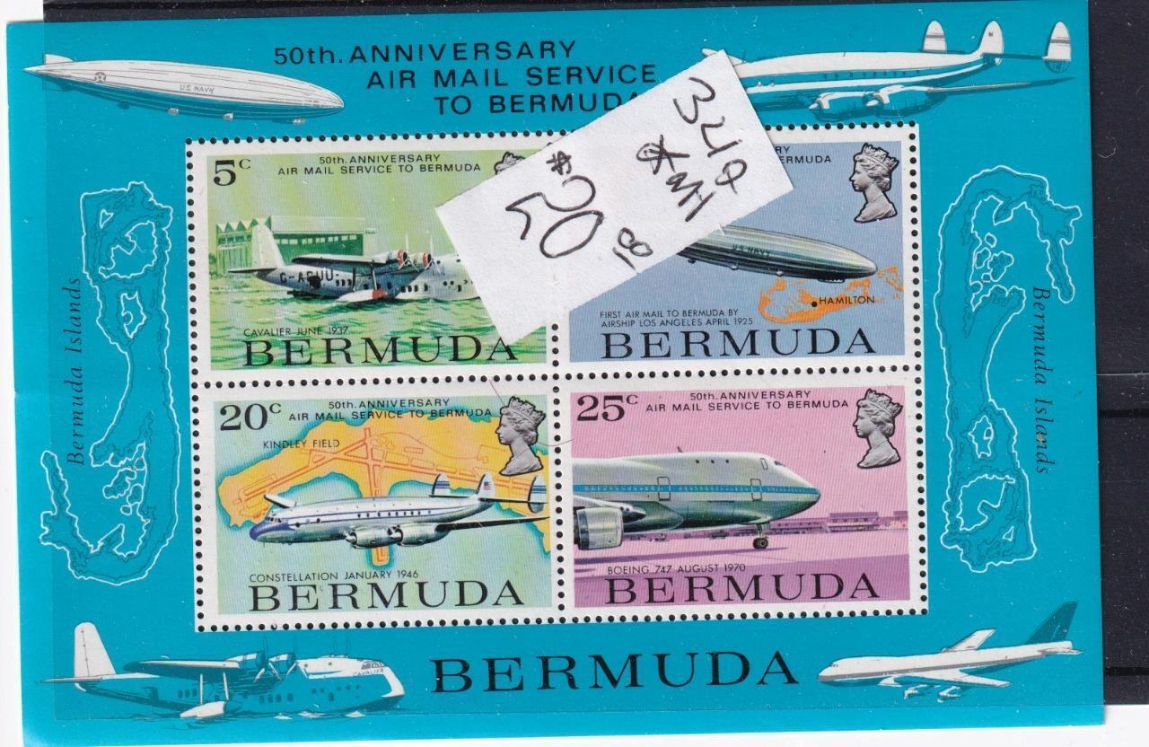 Bermuda # 321a Vf-Mnh 50th Anniversry AIR Mail Service to Bermuda S ...