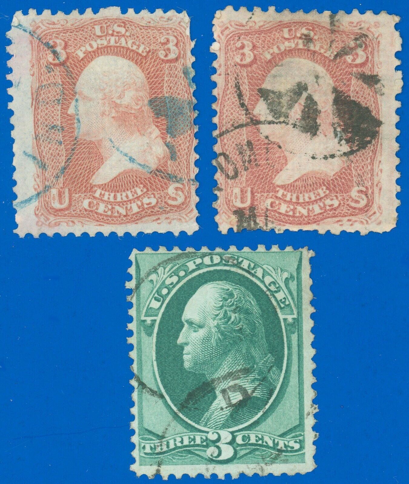 US SCOTT #88, #94 & #136, GRILLED STAMPS, Used with Perf Faults, SCV ...