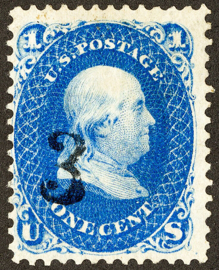 US Stamps # 63a Used F-VF Fresh Color Striking Number 3 Cancel Scott ...