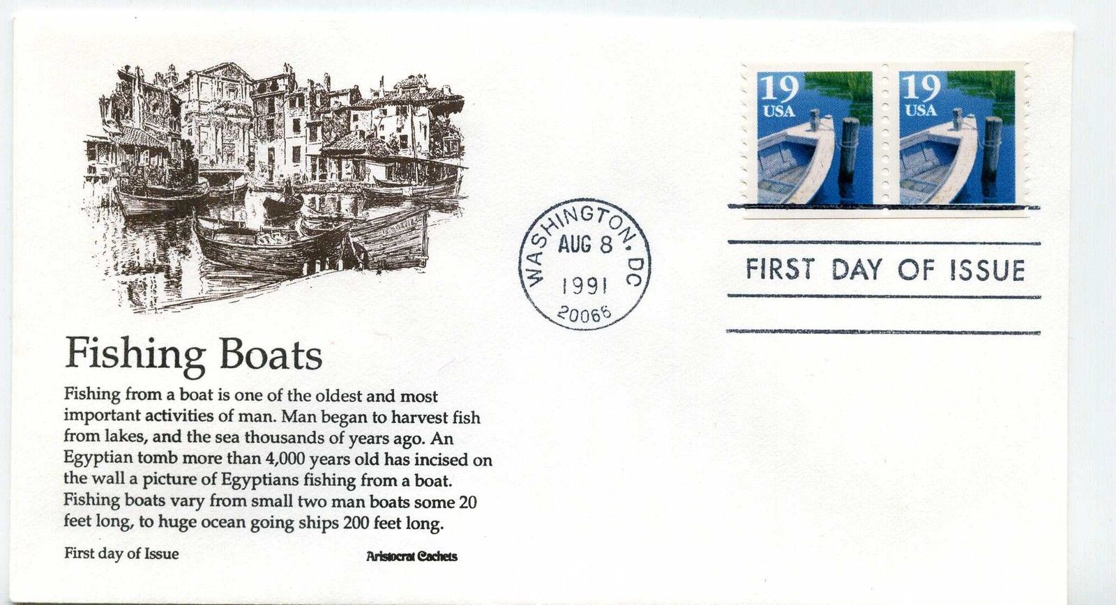 2529 19c Fishing Boat, coil pair Aristocrat Cachets FDC | United States ...