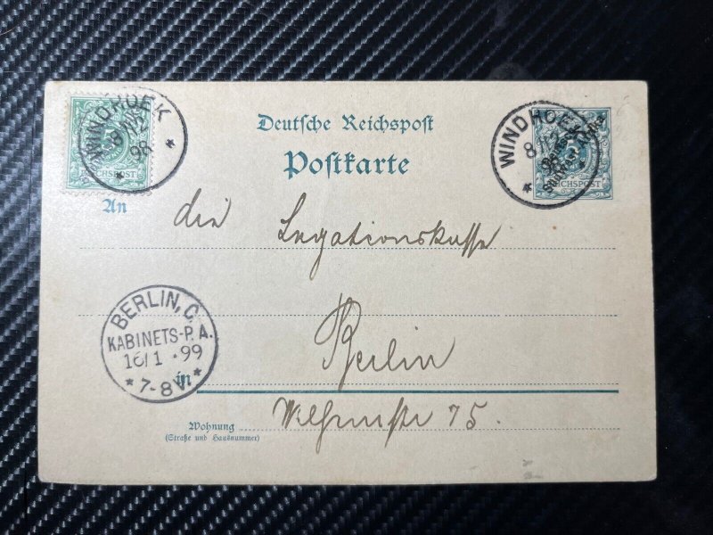 1898 German Southwest Africa Postcard Cover Windhoek to Berlin Germany ...