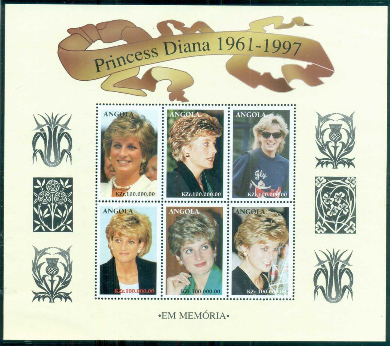 Angola 1998 Princess Diana in Memoriam, Lady Diana, Princess of Wales ...