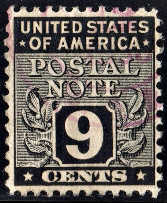 SC#PN9 9¢ Postal Note Single (1945) Used | United States, Back of Book ...