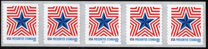 SC#5832 (Presorted Standard) Radiant Star Coil Plate Strip of Five ...